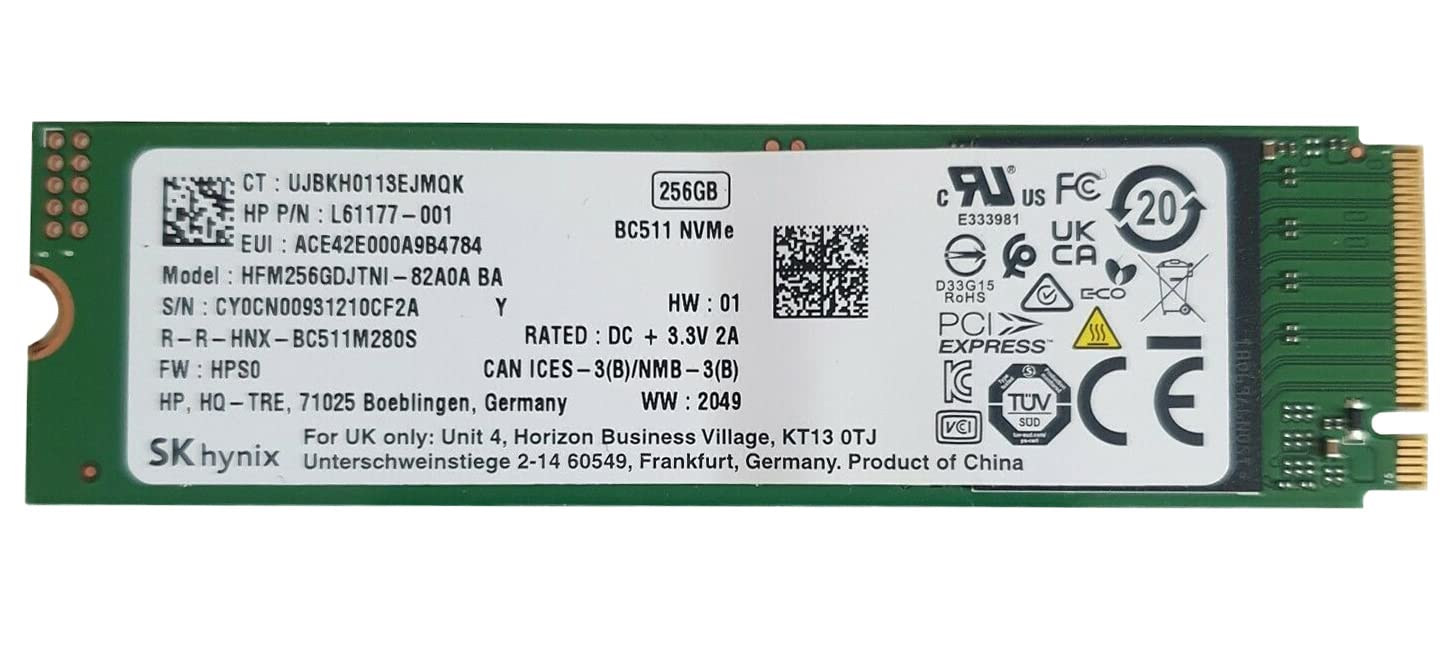 ist computers Hynix OEM SSD 256GB BC511 for thinkpad probook Latitude elitebook ideapad inspiron Pavilion M.2 2280 80mm NVMe PCIe Gen3 x 4 HFM256GDJTNI-82A0A Internal Solid State Drive