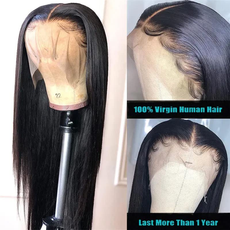 Eileen 13x4 HD Lace Front Wigs Human Hair Straight 24 Inch 180 Density Glueless Wigs Human Hair Straight Lace Frontal Wigs Human Hair Closure Wig Human Hair for Women Natural Black