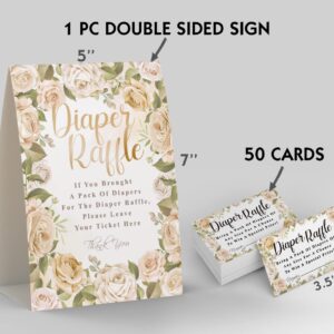 Diaper Raffle Tickets for Baby Shower Sign，Baby Shower Invitations with Diaper Raffle Cards - Baby gender neutral tickets(1 Sign with 50 Raffle Tickets)Toctose031