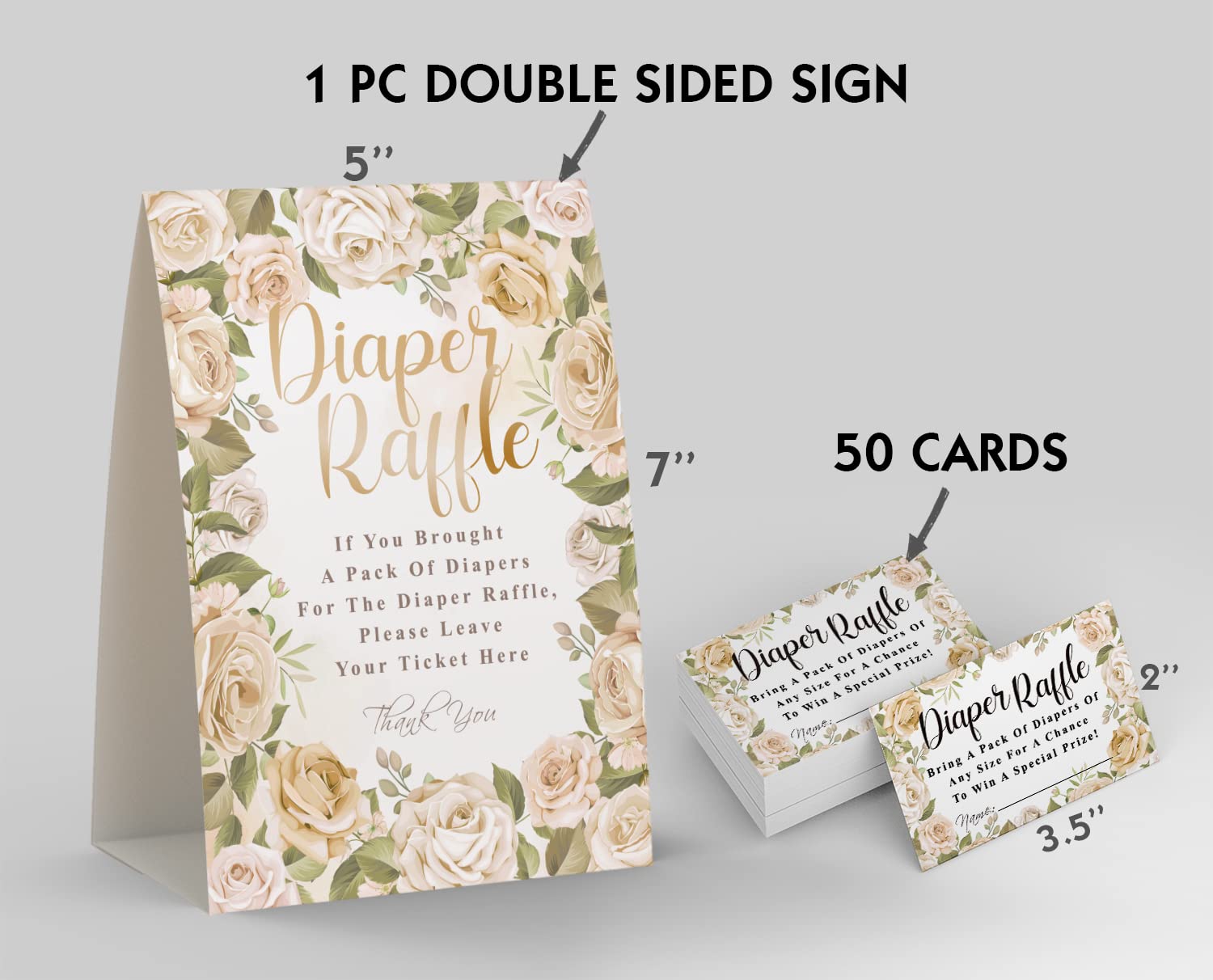 Diaper Raffle Tickets for Baby Shower Sign，Baby Shower Invitations with Diaper Raffle Cards - Baby gender neutral tickets(1 Sign with 50 Raffle Tickets)Toctose031