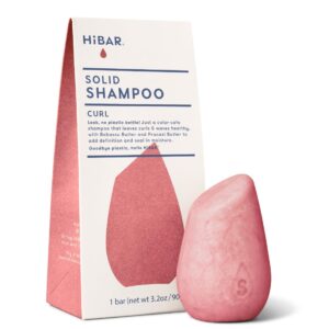 hibar - curl shampoo bar - for curly hair - define, cleanse & nourish - with babassu & pracaxi butter & curl complex - plastic-free - soap, paraben & sulfate-free - color safe & vegan - 1 solid bar