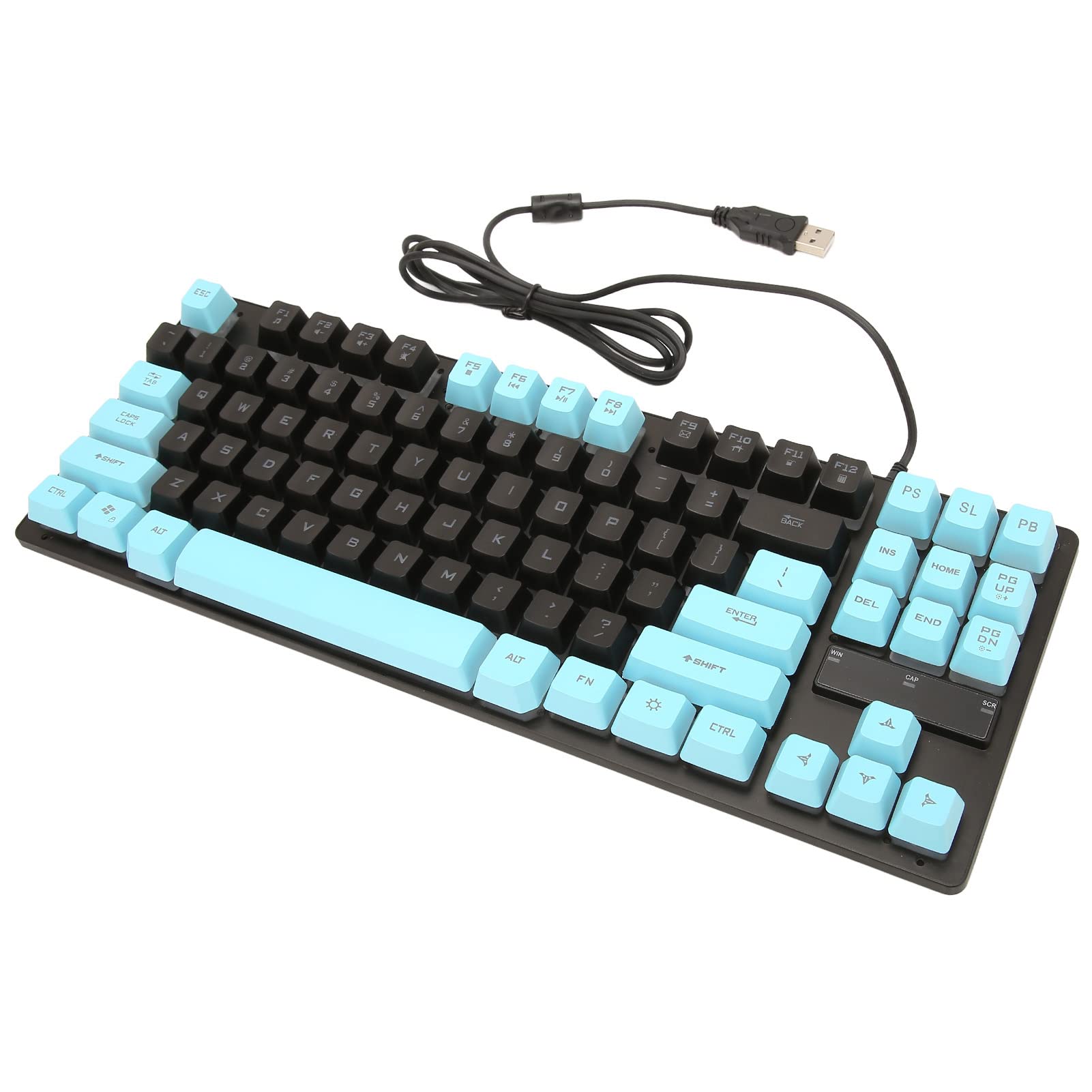 Shanrya Wired Gaming Keyboard, Wide Compatibility Ergonomic Design Wired Keyboard Detachable Keycaps for Desktop for Notebook Computers(Dark Blue)