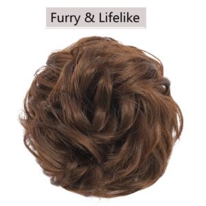 QIAORUIXIN Claw Clip in Hair Bun - Messy Curly Hairpieces Combs Add Ponytail - Synthetic Hair Extensions for Women (Light Brown).