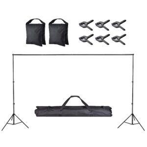 backdrop stand kit 7 x 10ft adjustable background support system stand kit 6 clips carry bag for studio photo live stream party event