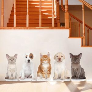 Animal Wall Stickers Dog Cat 3D Pet Stickers 2 Sheets Large Self Adhesive Removable Wall Decals for Kids Baby Living Room Bedroom Nursery House Art Murals DIY Decor