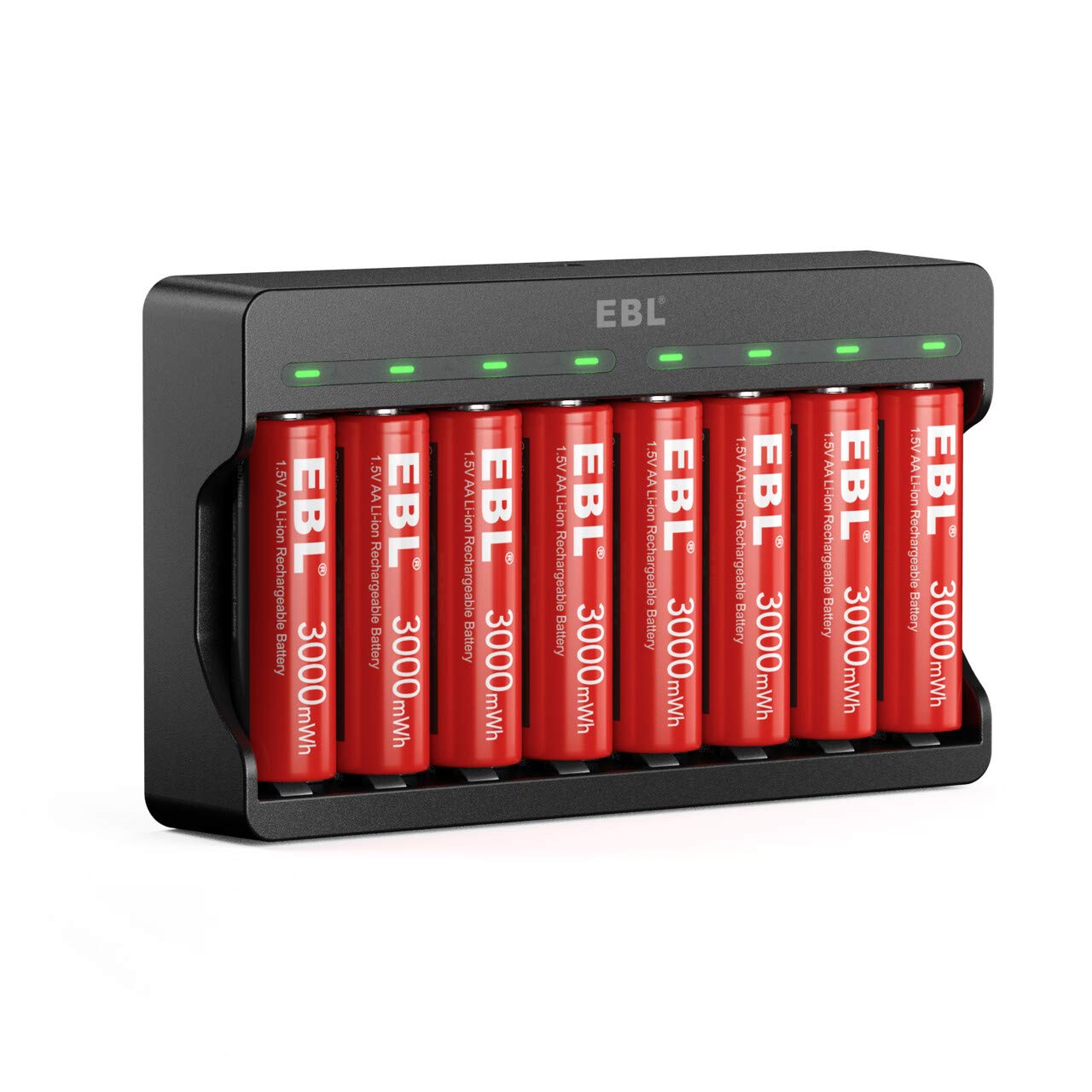 EBL 8 Pack Rechargeable Lithium AA Batteries with Charger and 8 Pack Rechargeable Ni-Zn AA Batteries with Charger