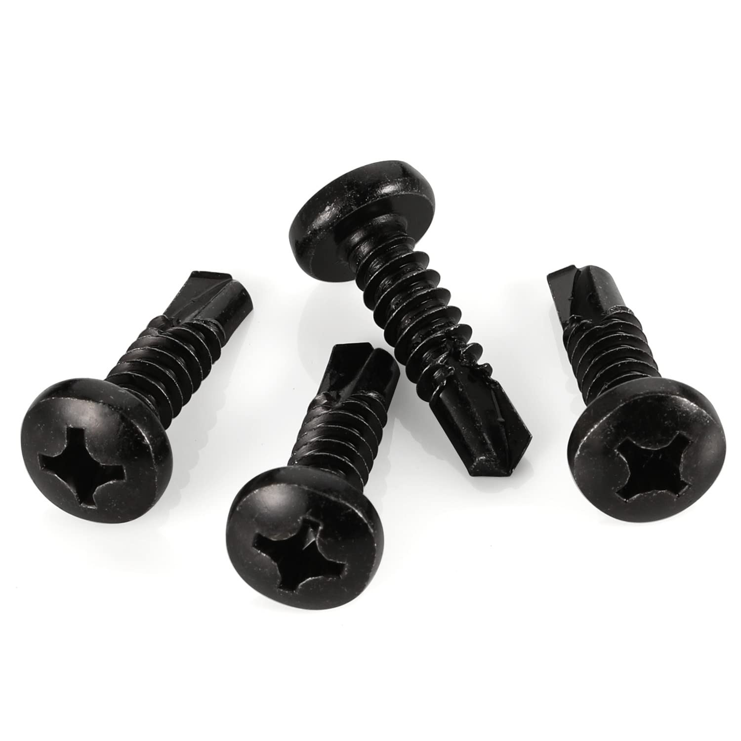 #6 x 3/4" Pan Head Self Tapping Screws Sheet Metal Screws, 410 Stainless Steel Black, 100 PCS