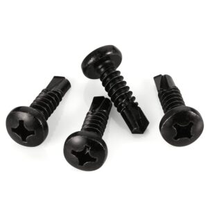 #6 x 1/2" Pan Head Self Tapping Screws Sheet Metal Screws, 410 Stainless Steel Black, 100 PCS