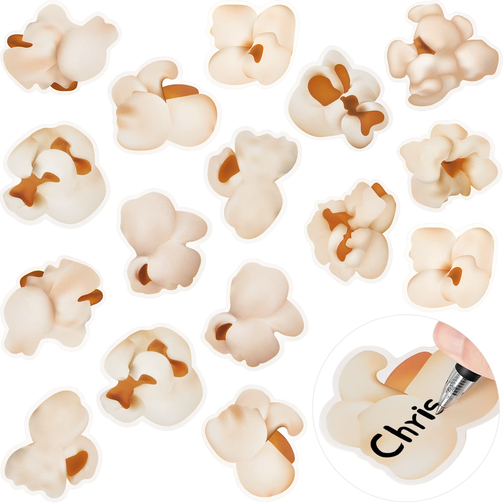 60 Packs Popcorn Mini Accents Fake Popcorn Various Popcorn Stickers with 60 Packs Glue Point Dots Popcorn Decorations for Classroom Blackboard Bulletin Board Wall School