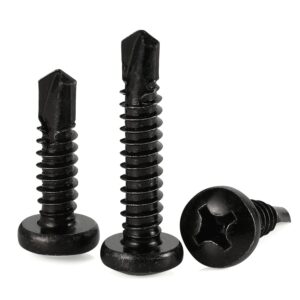 #6 x 3/4" Pan Head Self Tapping Screws Sheet Metal Screws, 410 Stainless Steel Black, 100 PCS