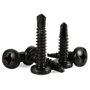 #6 x 3/4" Pan Head Self Tapping Screws Sheet Metal Screws, 410 Stainless Steel Black, 100 PCS