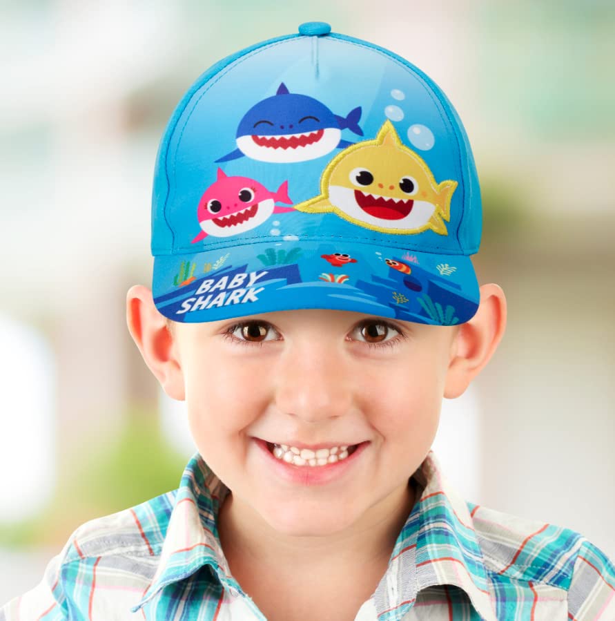 Nickelodeon Toddler Boys’ Baby Shark Hat – Adjustable Baseball Cap (2T-4T), Size 2-4T, Baby Shark White/Blue