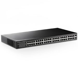 mokerlink 48 port gigabit ethernet switch with 2 sfp port, dual power supply, fanless metal rackmount unmanaged plug and play network switch