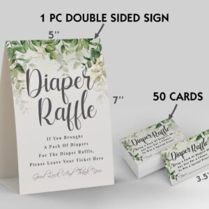 Diaper Raffle Tickets for Baby Shower Sign，Baby Shower Invitations with Diaper Raffle Cards - Baby gender neutral tickets(1 Sign with 50 Raffle Tickets) Toctose023