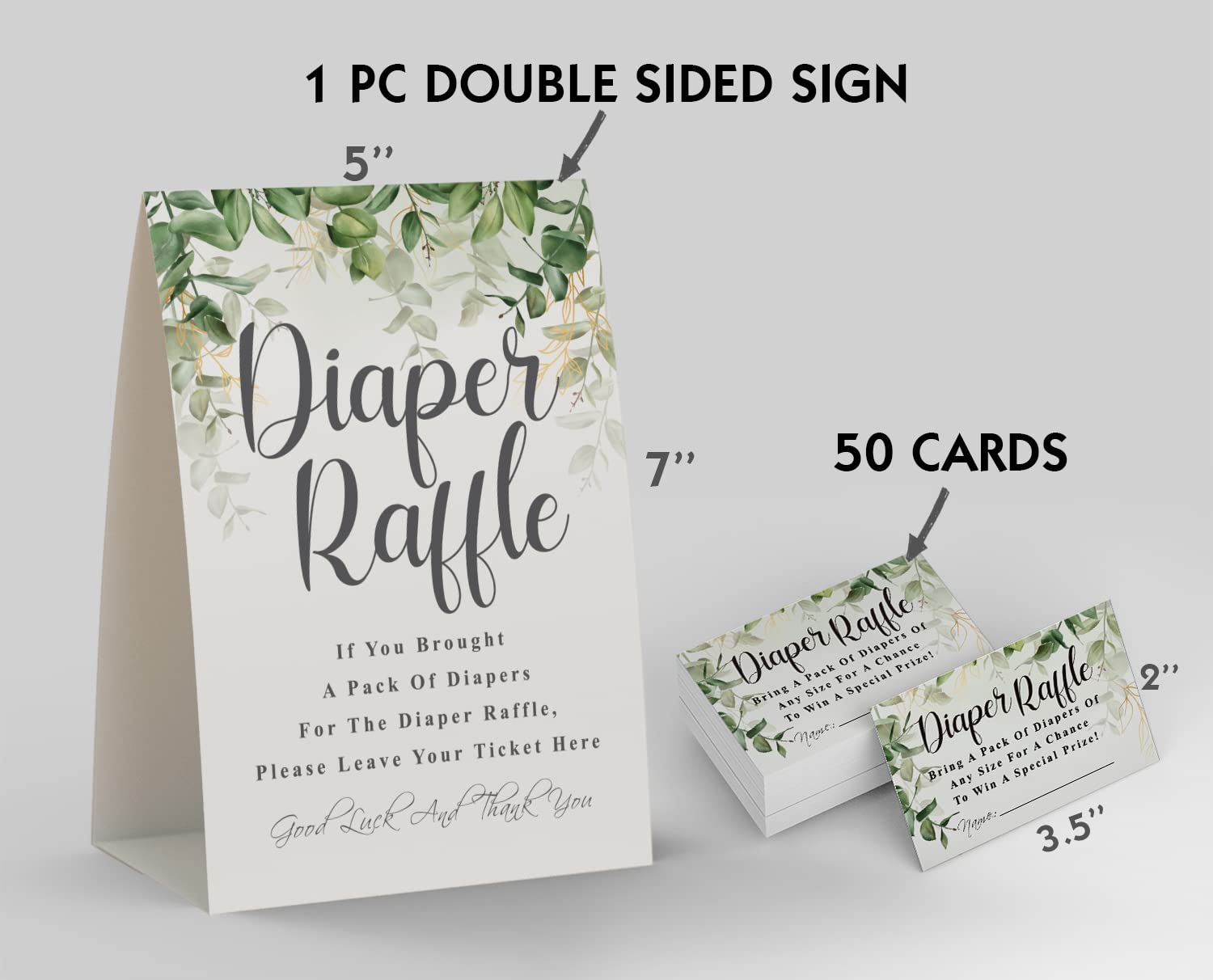 Diaper Raffle Tickets for Baby Shower Sign，Baby Shower Invitations with Diaper Raffle Cards - Baby gender neutral tickets(1 Sign with 50 Raffle Tickets) Toctose023