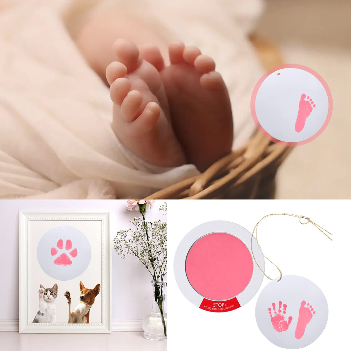 1pc Inkless Newborn Baby Footprint or Handprint,Pet Paw Prints Kit,Safe Clean Ink Pad,Long Lasting Keepsakes Baby Gifts