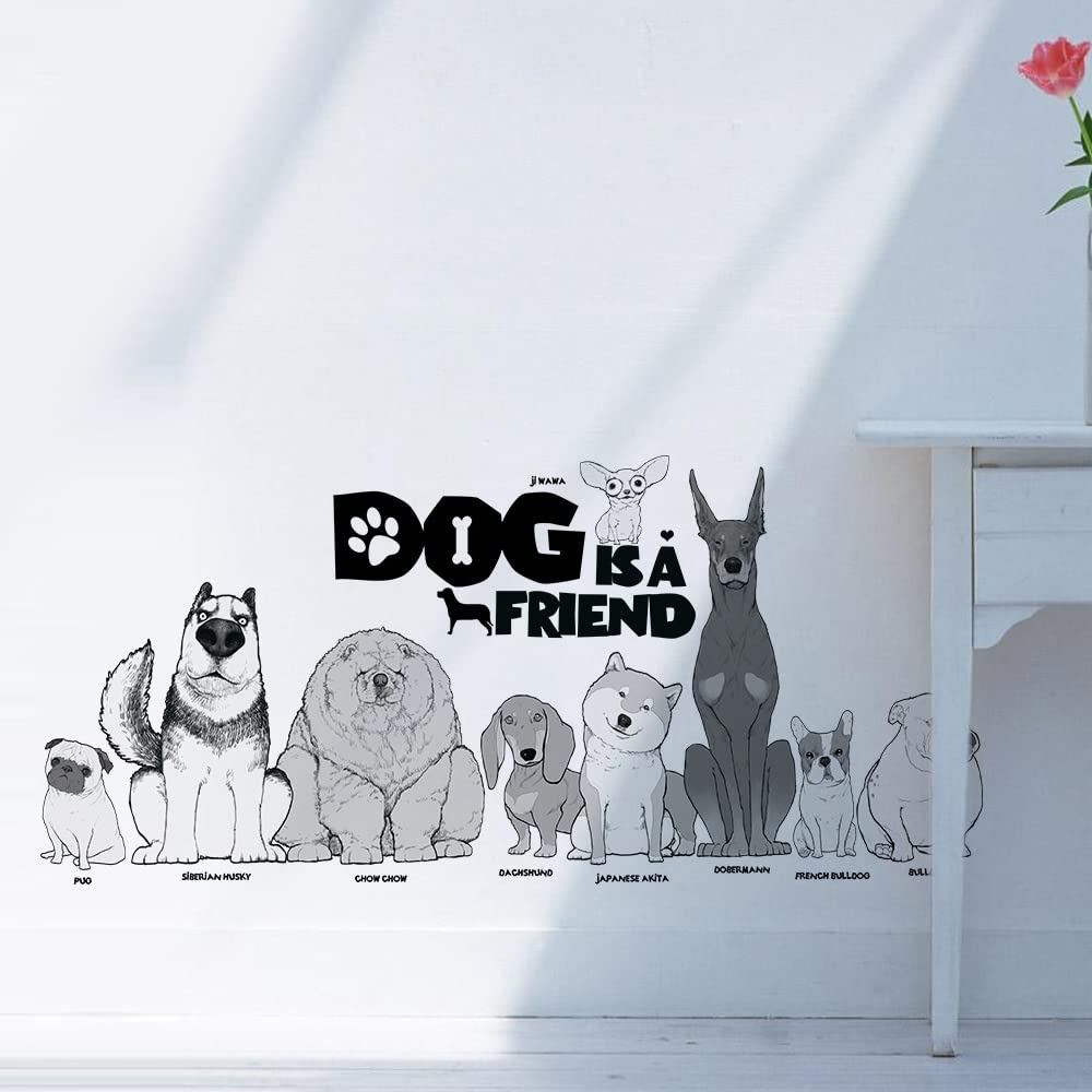 Animal Wall Stickers Dog Cat 3D Pet Stickers 2 Sheets Large Self Adhesive Removable Wall Decals for Kids Baby Living Room Bedroom Nursery House Art Murals DIY Decor