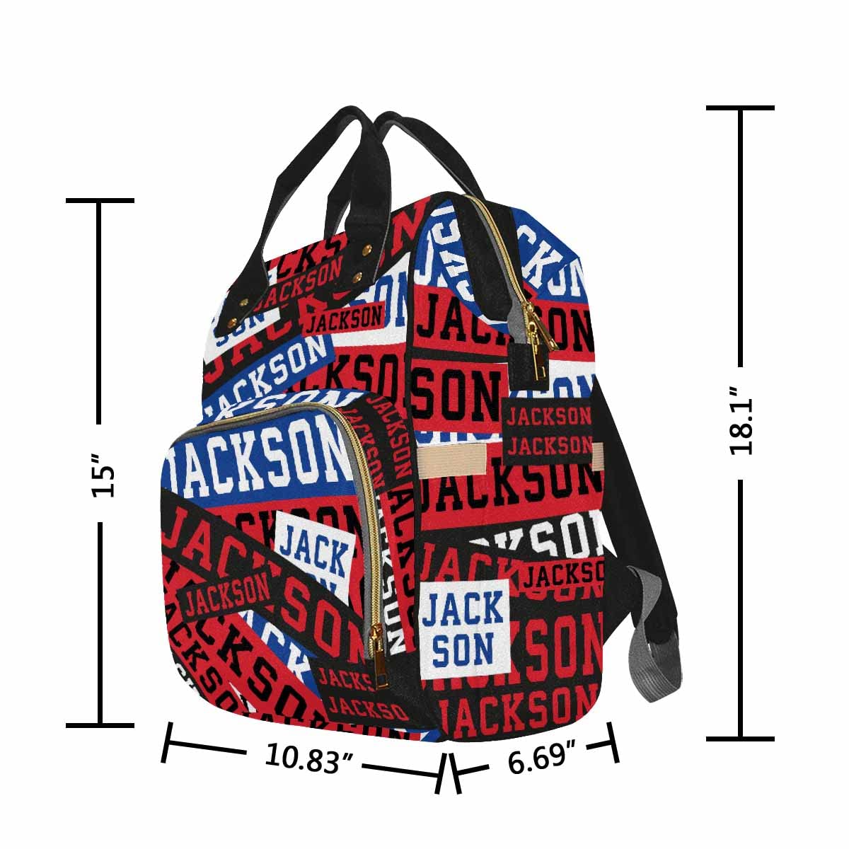 Custom Diaper Bag, Red Black Blue Name Personalized Diaper Backpack Mummy Nursing Baby Bags Shoulders Bag Casual Daypack Travel Bag for Mom Mother's Day