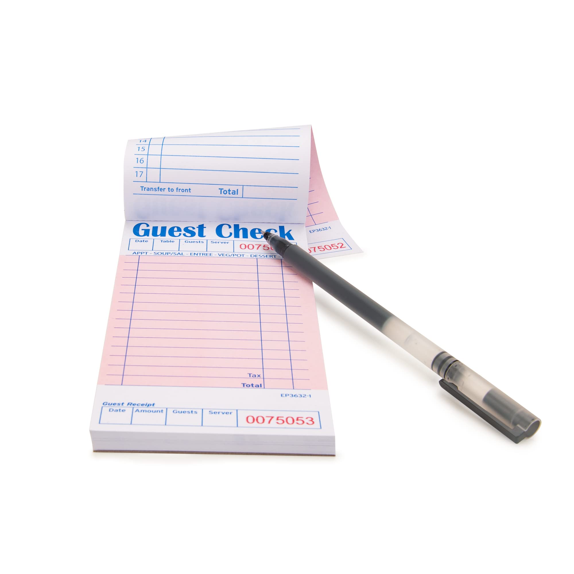 DGBDPACK Guest Check Pads EP-3632-1 (20 Pads), Total 1000 Pink Waitress Notepad, Server Order Pads