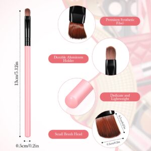 Patelai 48 Pcs Flat Makeup Brushes Flat Lip Concealer Brushes Small Portable Eyebrow Brush Concealer Makeup Brush Synthetic Lip Brush Beauty Makeup Tool for Concealing Blending Setting Buffing(Pink)