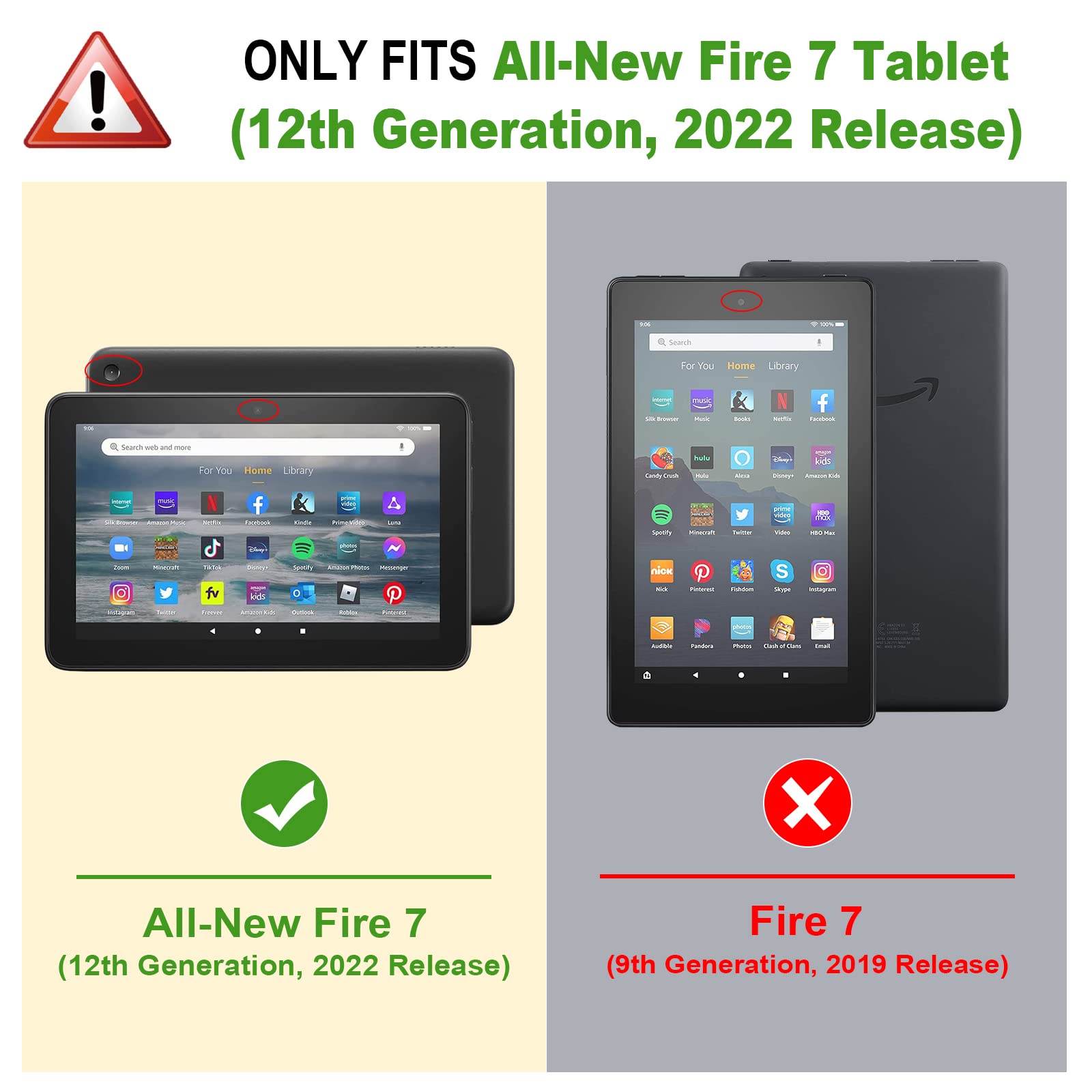 Fintie Slim Case for All-New Fire 7 Tablet (12th Generation, 2022 Release) - Ultra Lightweight Slim Shell Stand Cover with Auto Wake/Sleep, Black