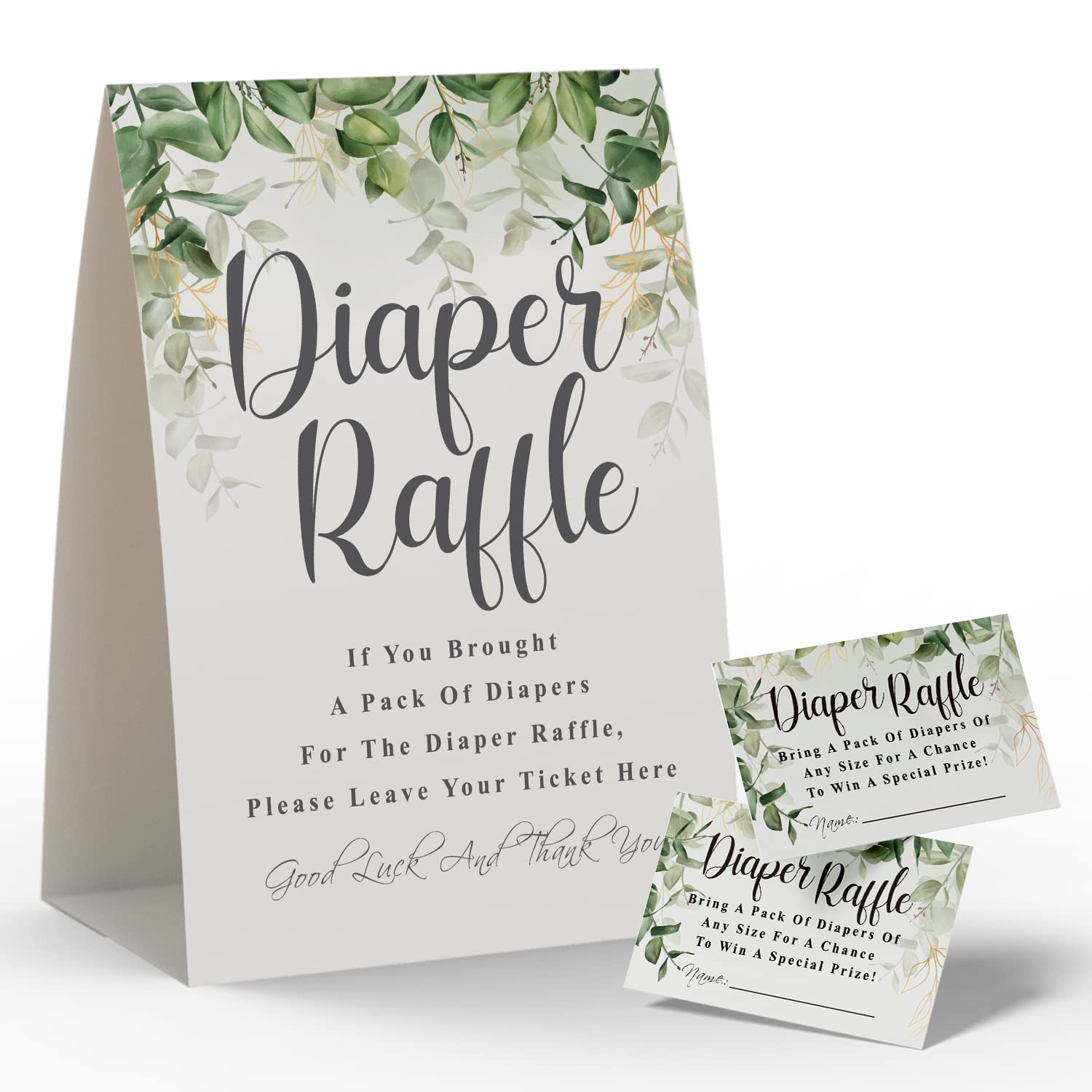 Diaper Raffle Tickets for Baby Shower Sign，Baby Shower Invitations with Diaper Raffle Cards - Baby gender neutral tickets(1 Sign with 50 Raffle Tickets) Toctose023