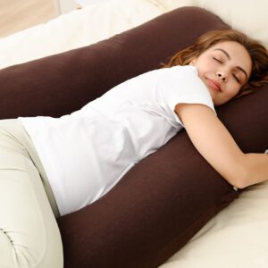 Momcozy Pregnancy Pillows for Sleeping, U Shaped Full Body Maternity Pillow for Side Sleeping - Support for Back, Legs, Belly, Hips, 57 Inch, Brown