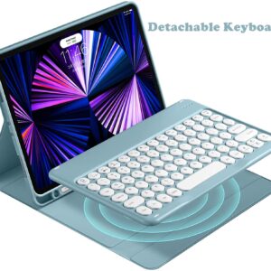 QIYIBOCASE Galaxy Tab S6 Lite 2024/2022/2020 Keyboard Case with S Pen Holder, Magnetic Detachable Round Keys Keyboard Case for S6 lite (SM-P620/P625/P613/P619/P615/P610) (Pink)