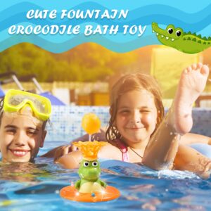 Fountain Crocodile Bath Toys | 5 Modes Spray Water Bath Toy | Sprinkler Light Up Bathtub Toy for Boys Girls Kids, for Bathroom Swimming Pool Indoor Outdoor