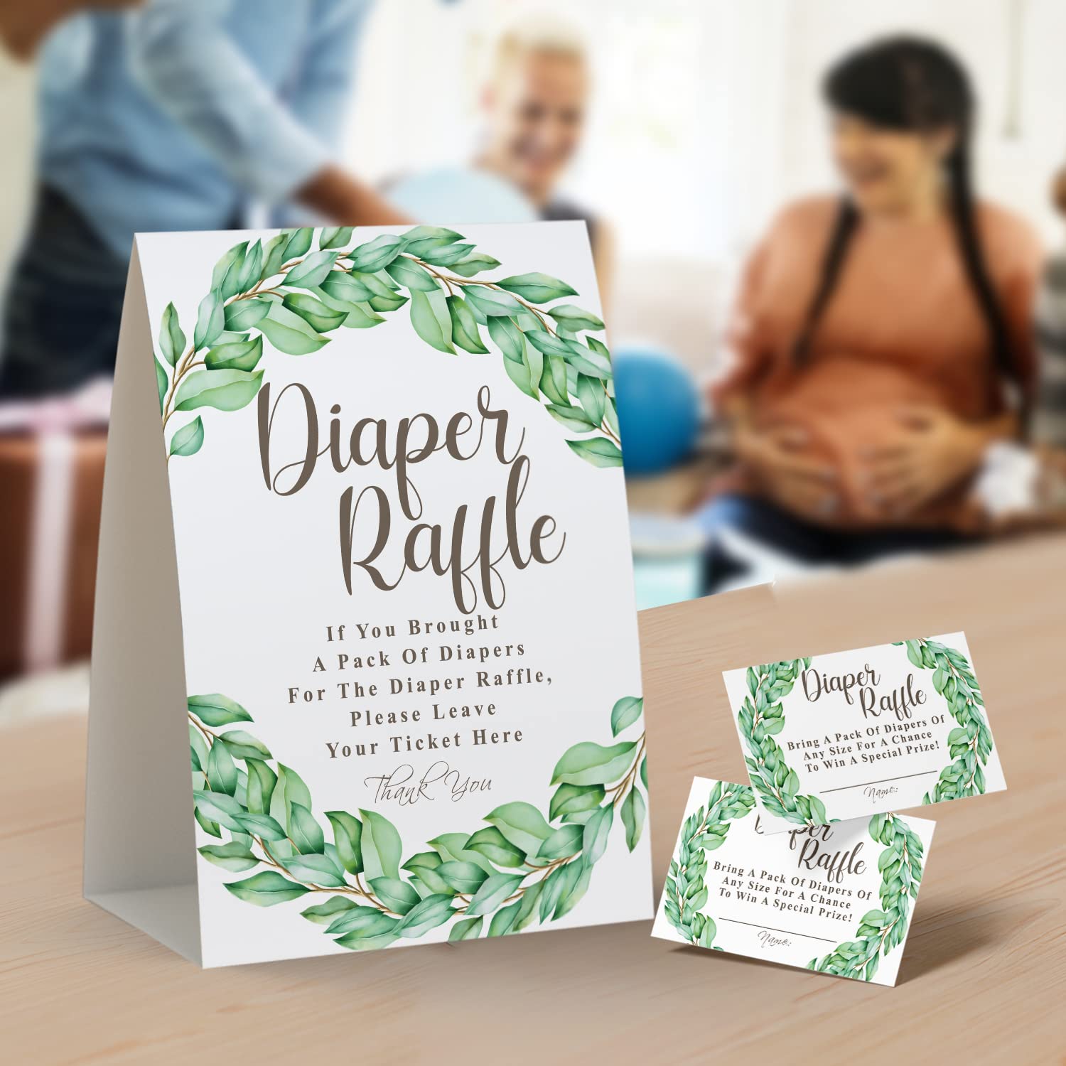 Diaper Raffle Tickets for Baby Shower Sign，Baby Shower Invitations with Diaper Raffle Cards - Baby gender neutral tickets(1 Sign with 50 Raffle Tickets) Toctose027