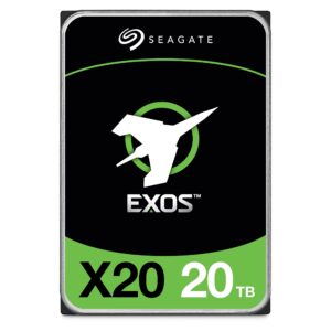 seagate (recertified) exos x20 20tb internal hard drive - 3.5 inch hyperscale sata 6gb/s hdd, 7200 rpm, 2.5m mtbf, 512e and 4kn fastformat, low latency with enhanced caching (st20000nm007d)