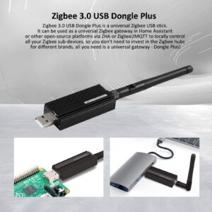 Wireless USB Dongle,Universal Zigbee Gateway Adapter with Antenna,for Home Assistant,Open HAB,etc,Zigbee 3.0 USB Dongle Plus