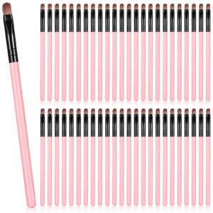 patelai 48 pcs flat makeup brushes flat lip concealer brushes small portable eyebrow brush concealer makeup brush synthetic lip brush beauty makeup tool for concealing blending setting buffing(pink)