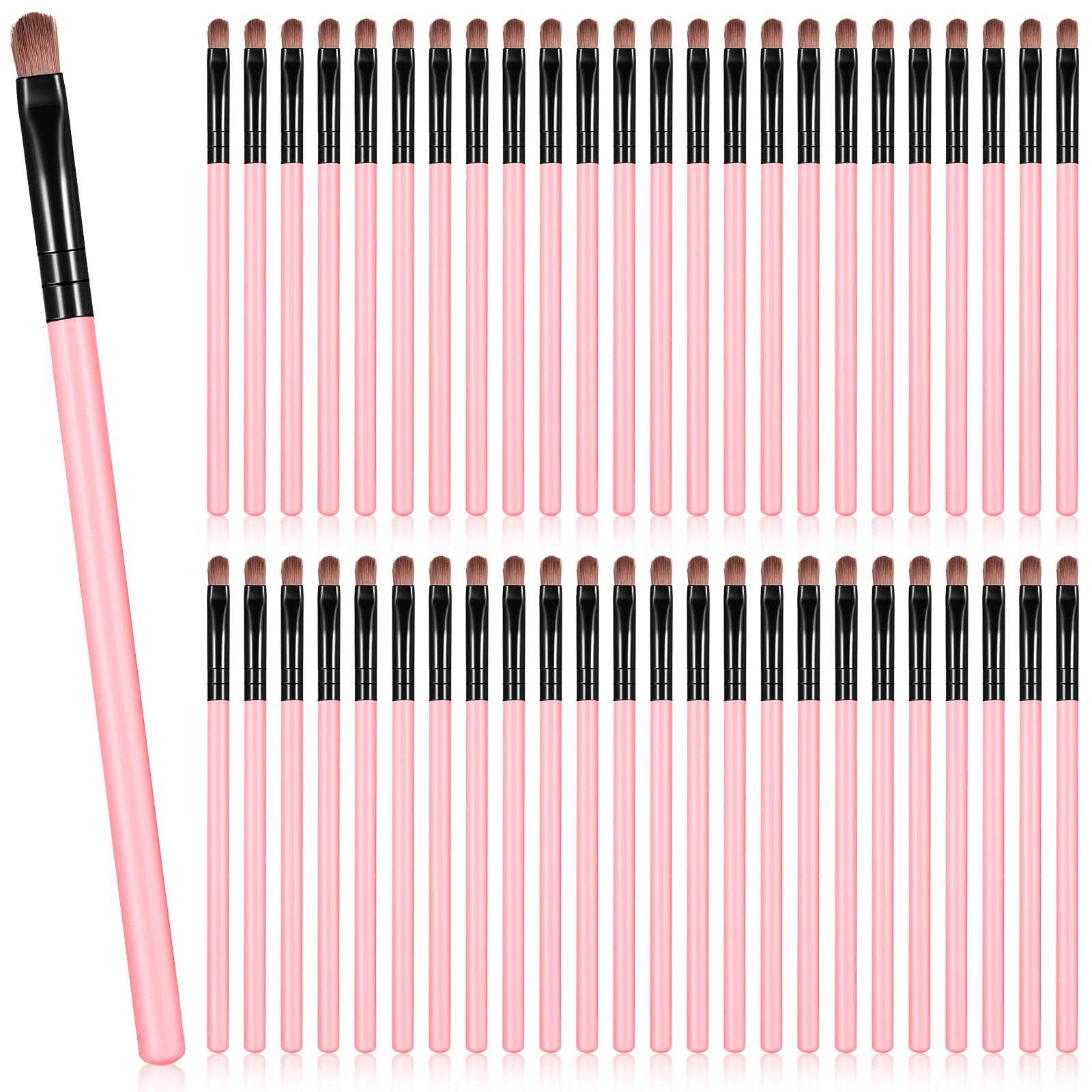 Patelai 48 Pcs Flat Makeup Brushes Flat Lip Concealer Brushes Small Portable Eyebrow Brush Concealer Makeup Brush Synthetic Lip Brush Beauty Makeup Tool for Concealing Blending Setting Buffing(Pink)