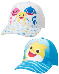 nickelodeon toddler boys’ baby shark hat – adjustable baseball cap (2t-4t), size 2-4t, baby shark white/blue