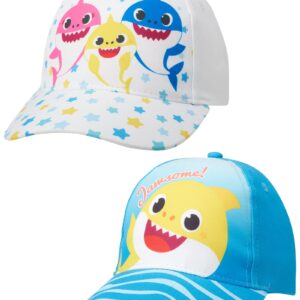 Nickelodeon Toddler Boys’ Baby Shark Hat – Adjustable Baseball Cap (2T-4T), Size 2-4T, Baby Shark White/Blue