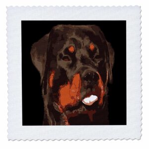 6x6 inch quilt square - cartoon style nerdy rottie sticking tongue out vector art - rottweiler