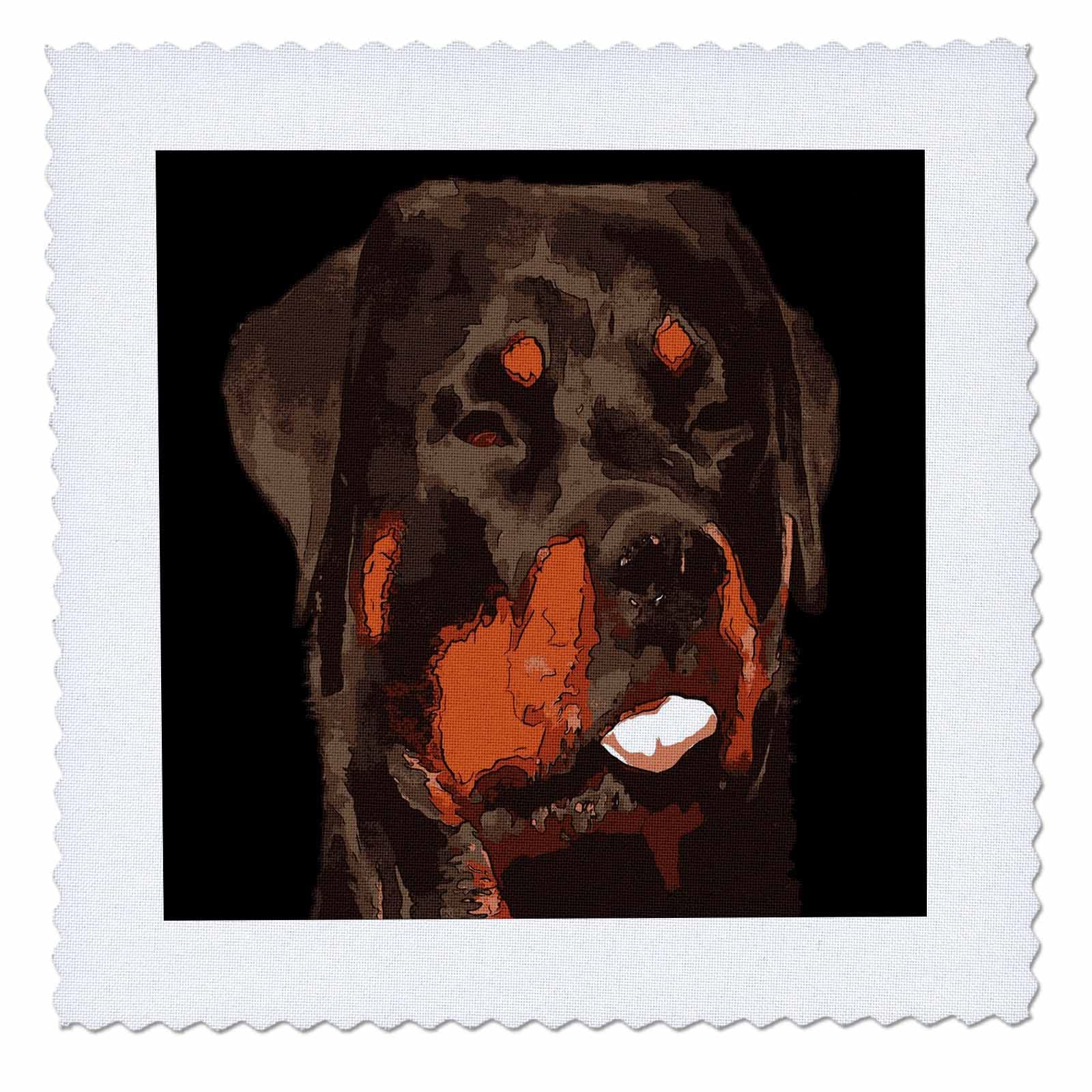 6x6 inch Quilt Square - Cartoon Style Nerdy Rottie Sticking Tongue Out Vector Art - Rottweiler