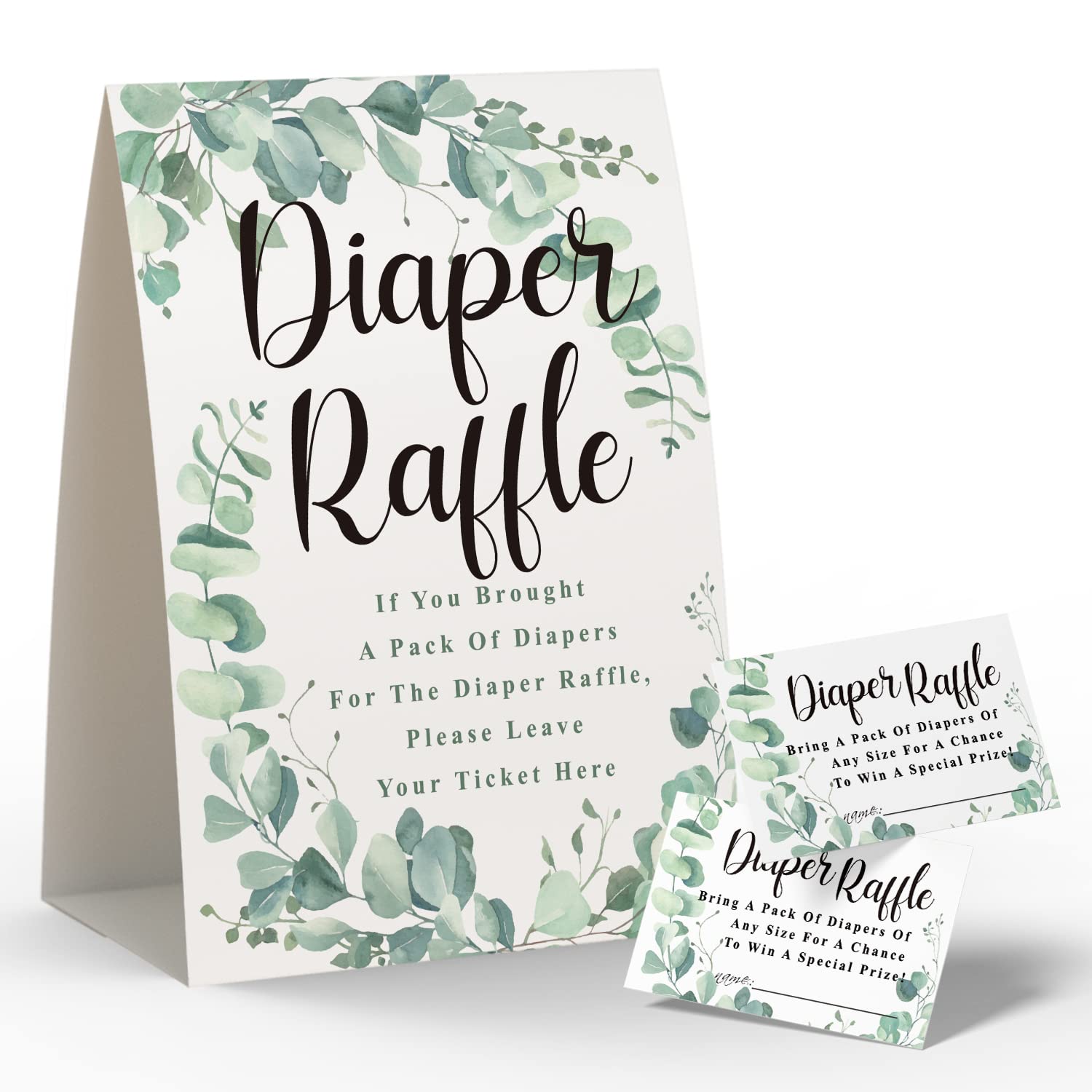 Diaper Raffle Tickets for Baby Shower Sign，Baby Shower Invitations with Diaper Raffle Cards - Baby gender neutral tickets(1 Sign with 50 Raffle Tickets) Toctose022