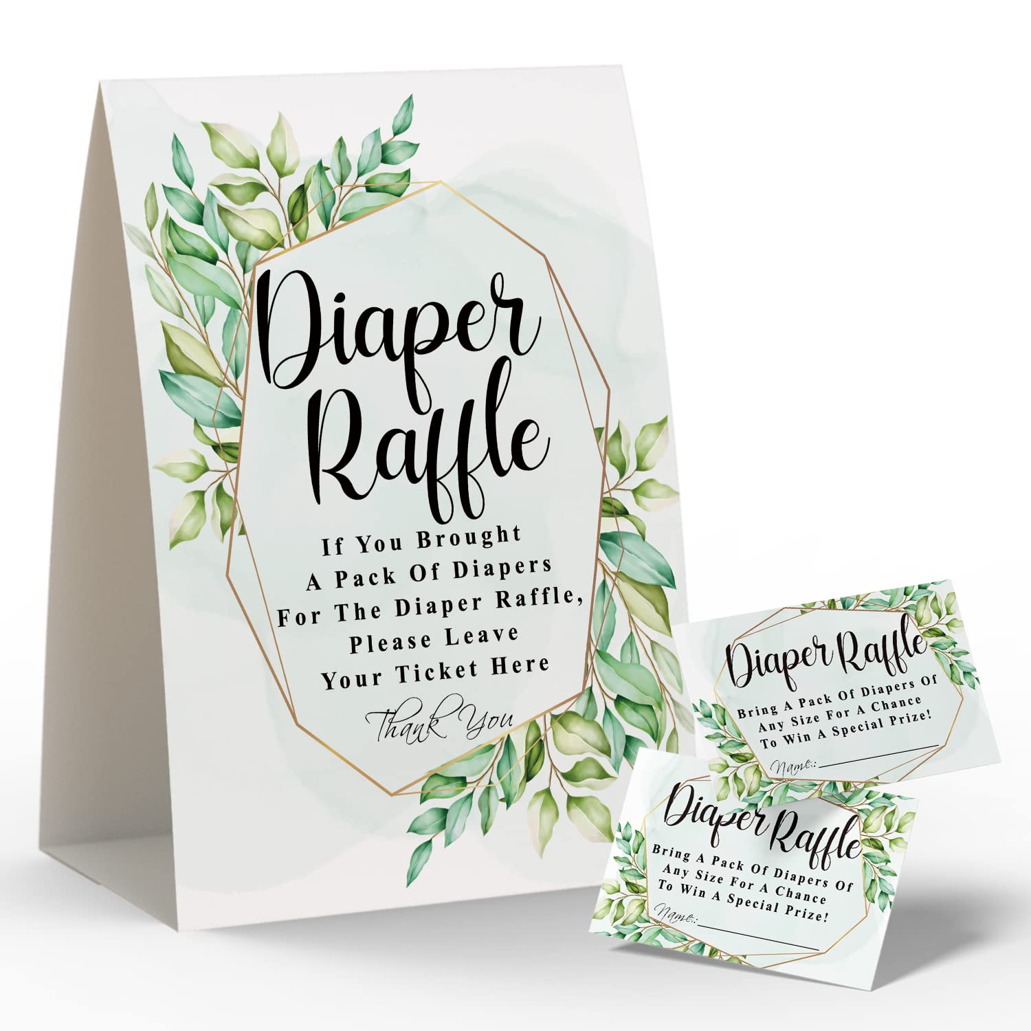 Diaper Raffle Tickets for Baby Shower Sign，Baby Shower Invitations with Diaper Raffle Cards - Baby gender neutral tickets(1 Sign with 50 Raffle Tickets)Toctose026