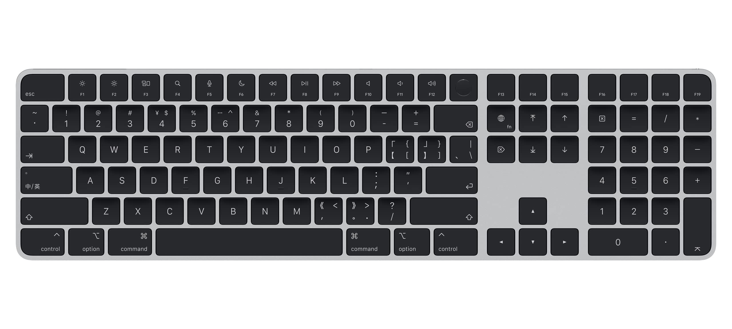 Apple Magic Keyboard with Touch ID and Numeric Keypad: Wireless, Bluetooth, Rechargeable. Works with Mac Computers with Apple Silicon; Chinese (Pinyin) - Black Keys