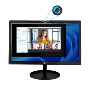 tecnii 20” inch video conferencing monitor led backlit, built-in web cam, microphones, speakers @ 60hz - 3ms response time - hdmi - vga inputs for home and office, black (2022w)