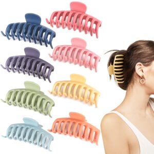 beauty.h.c large hair claw clips for women, 6 pack - nonslip neutral clips for thick, long, thin, curly hair, trendy aesthetic accessories - waterproof for facial cleaning, showering, makeup