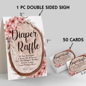 Diaper Raffle Tickets for Baby Shower Sign，Baby Shower Invitations with Diaper Raffle Cards - Baby gender neutral tickets(1 Sign with 50 Raffle Tickets) Toctose035