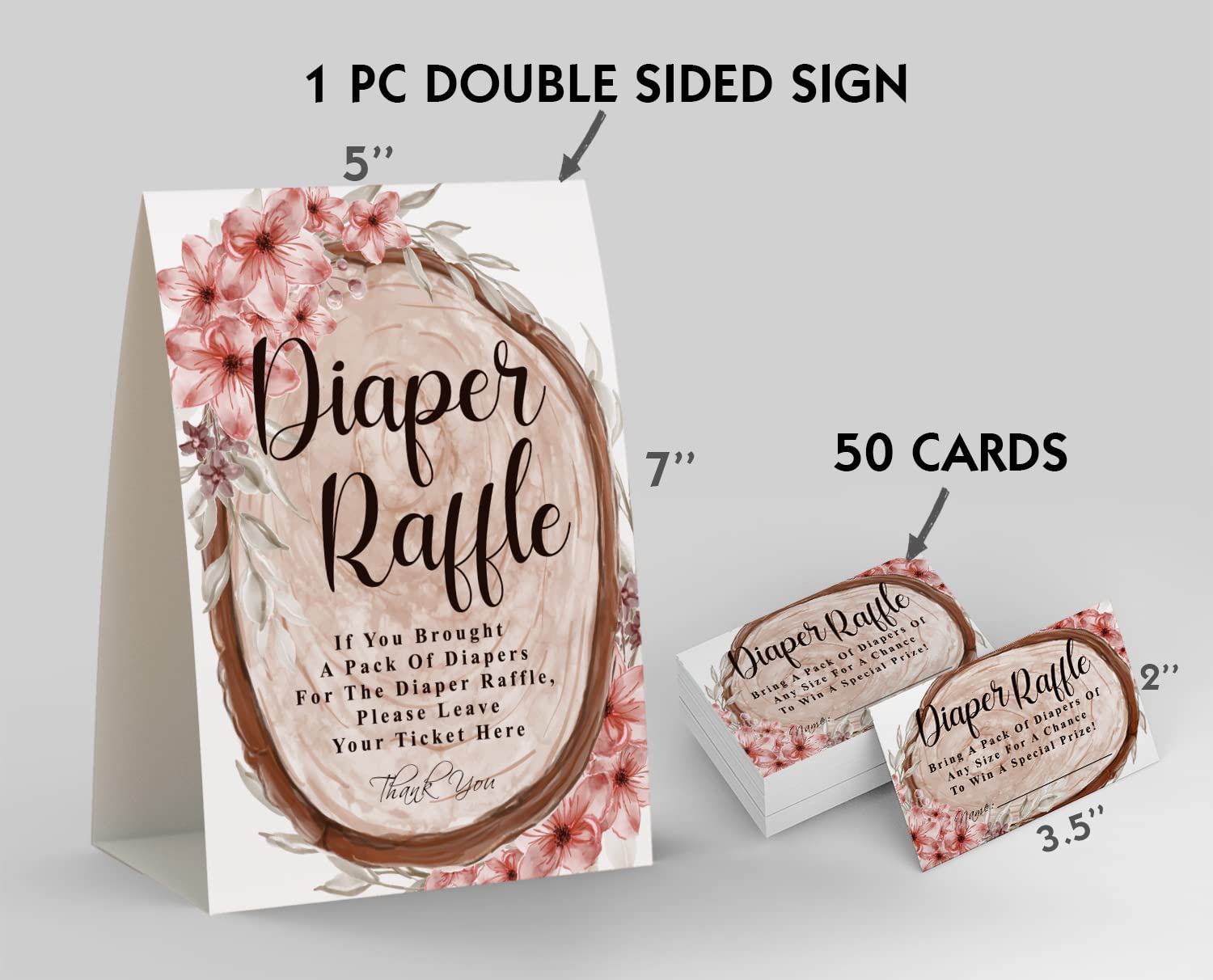 Diaper Raffle Tickets for Baby Shower Sign，Baby Shower Invitations with Diaper Raffle Cards - Baby gender neutral tickets(1 Sign with 50 Raffle Tickets) Toctose035