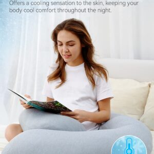 Momcozy Pregnancy Pillows with Cooling Cover, U-Shaped Full Body Maternity Pillow for Side Sleepers 57 Inch - Support for Back, Hip, Belly, Legs for Pregnant Women