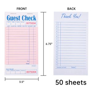 DGBDPACK Guest Check Pads EP-3632-1 (20 Pads), Total 1000 Pink Waitress Notepad, Server Order Pads