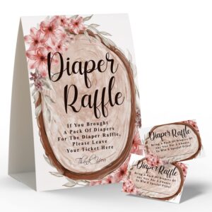 diaper raffle tickets for baby shower sign，baby shower invitations with diaper raffle cards - baby gender neutral tickets(1 sign with 50 raffle tickets) toctose035