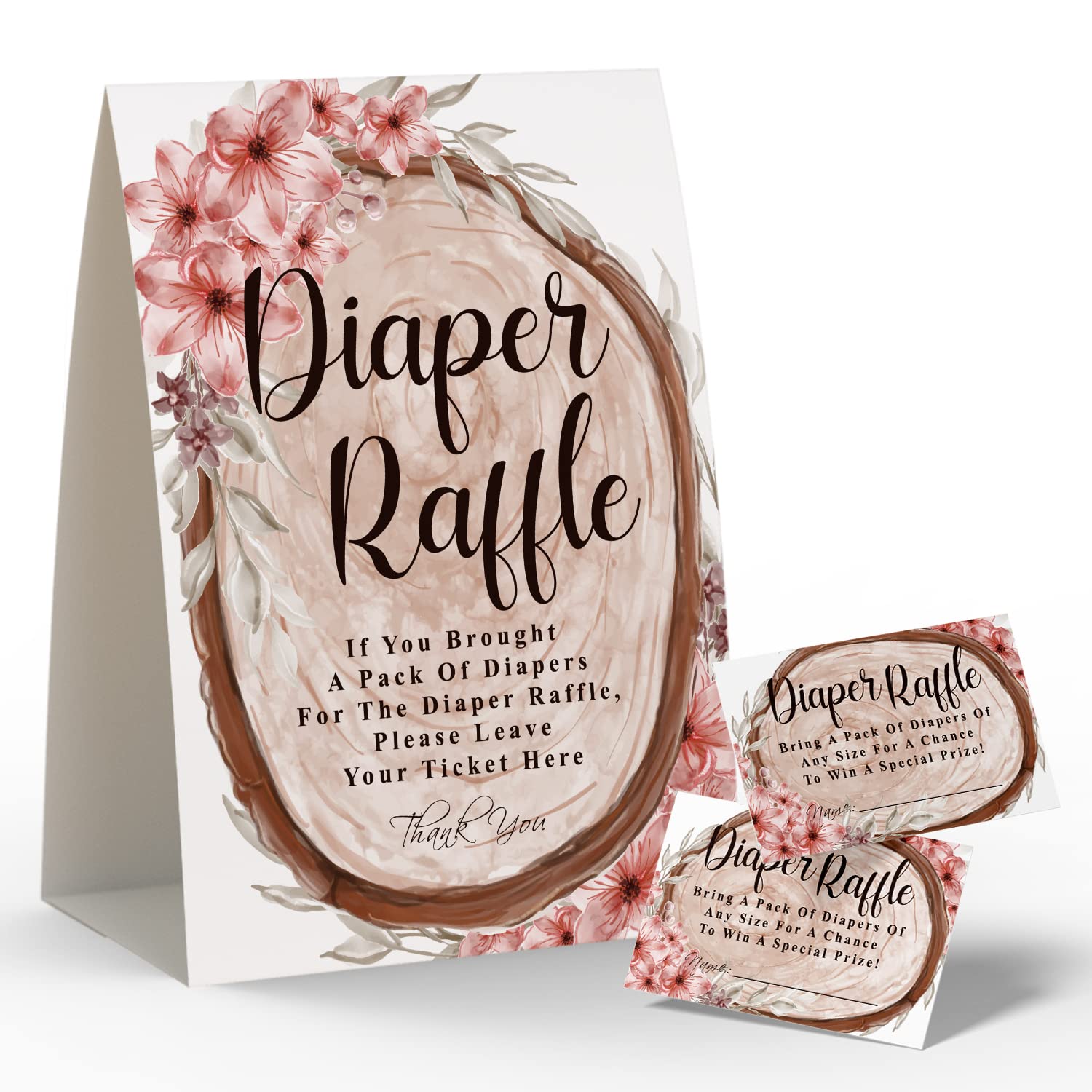 Diaper Raffle Tickets for Baby Shower Sign，Baby Shower Invitations with Diaper Raffle Cards - Baby gender neutral tickets(1 Sign with 50 Raffle Tickets) Toctose035