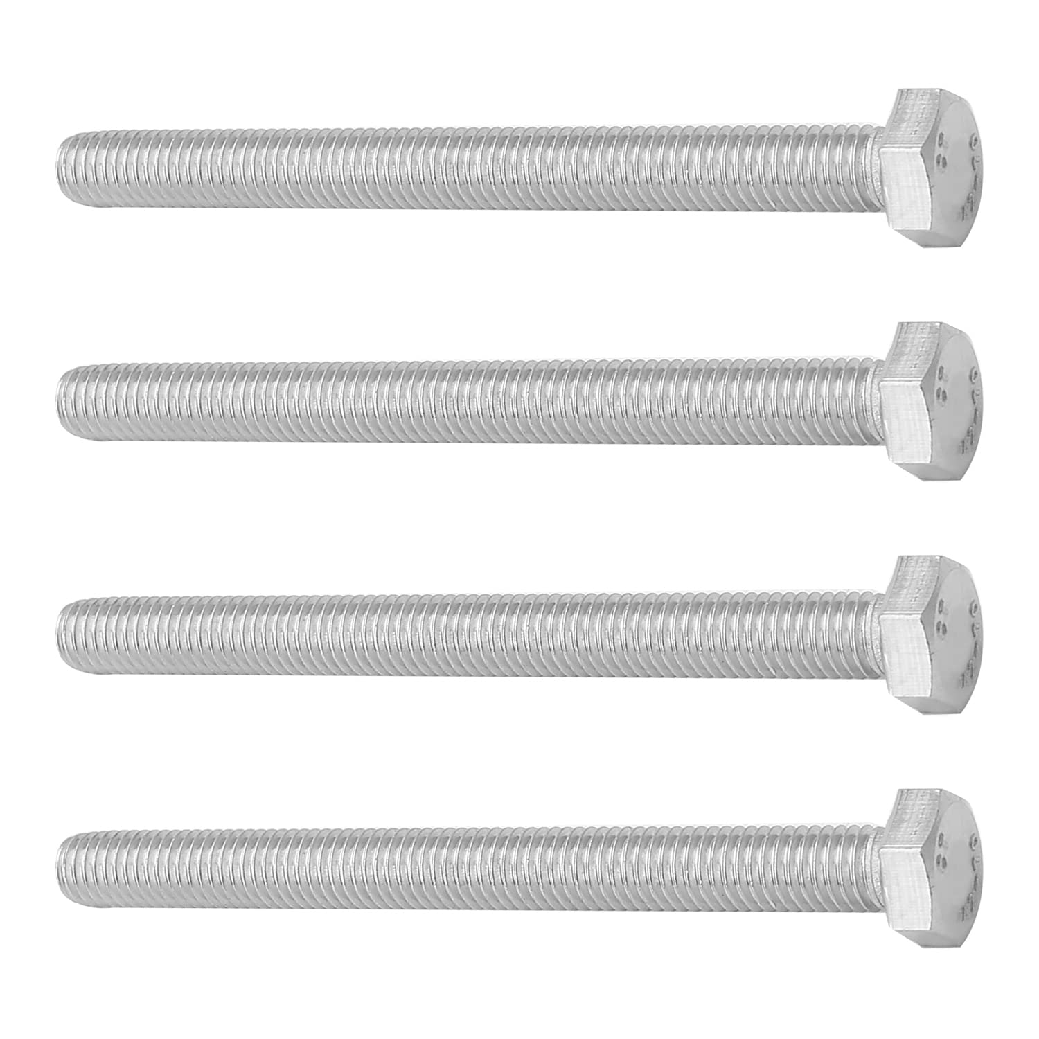 Bettomshin 4Pcs M8 x 90mm Hex Bolts, 304 Stainless Steel 1.25mm Thread Pitch Fully Threaded Metric Hex Head Screw Bolts, Hexagon Screw Bolt, Hex Tap Bolts, Silver, A2-70 (Overall Size 95.3x13x13mm)